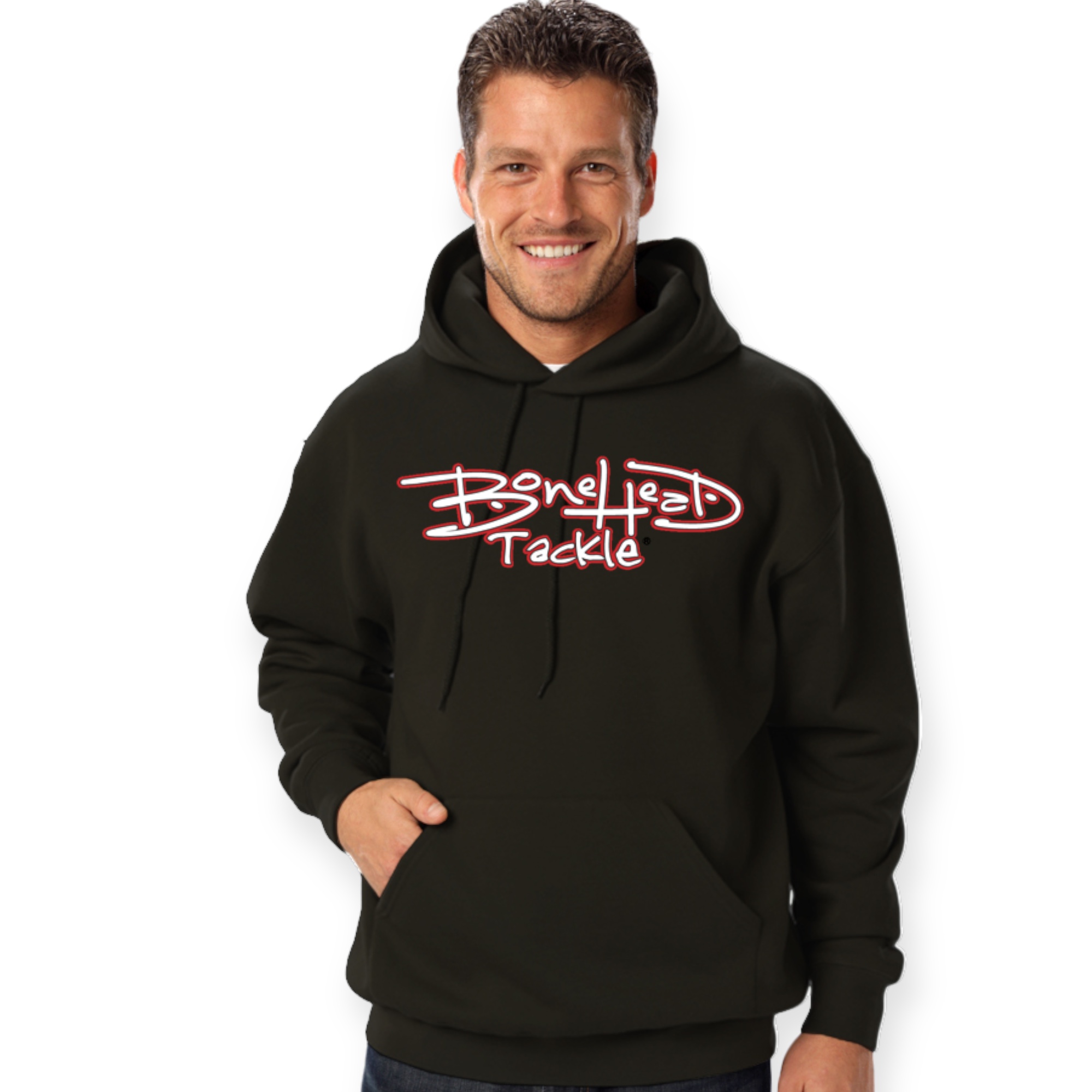 Bonehead Tackle Hooded Sweatshirt (Black) | BoneHead Tackle | Most Durable Crappie Plastics In ...