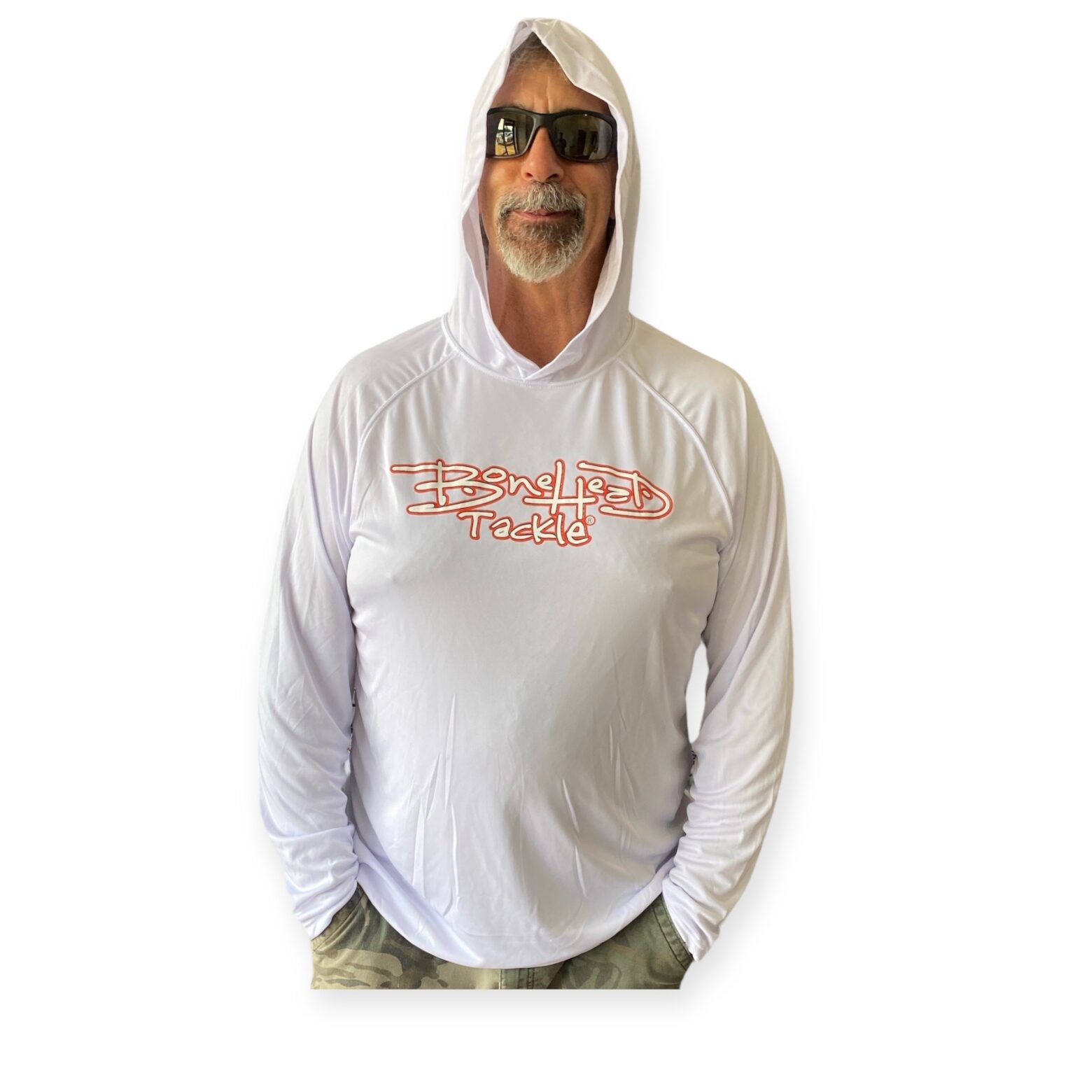 Bonehead Tackle Hooded Sun Shirt White - Bonehead Tackle